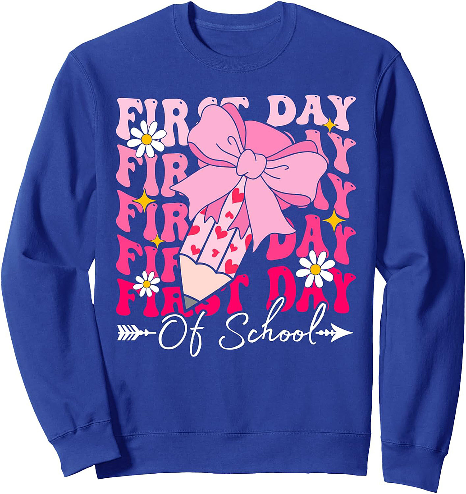 Groovy First Day of School Sweatshirt | Pink Crewneck